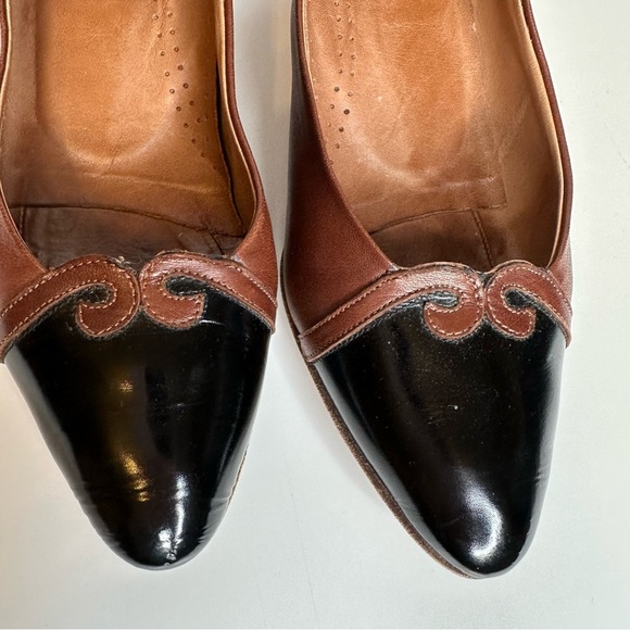 Bally | Shoes | Bally Vintage Brown Leather And Black Patent Round ...